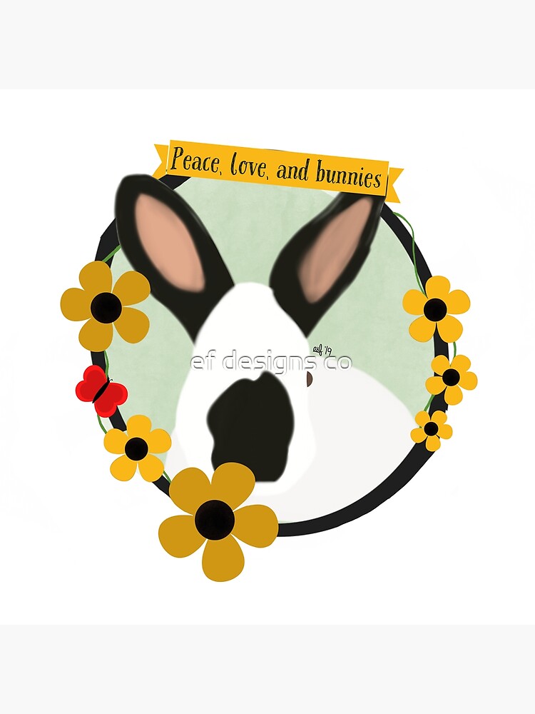 "Peace, Love, and Bunnies Minimalist Himalayan Rabbit Floral ...