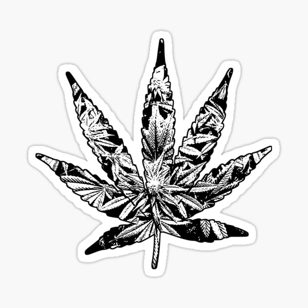 "Black Marijuana Leaf" Sticker for Sale by October Angel Design's ...