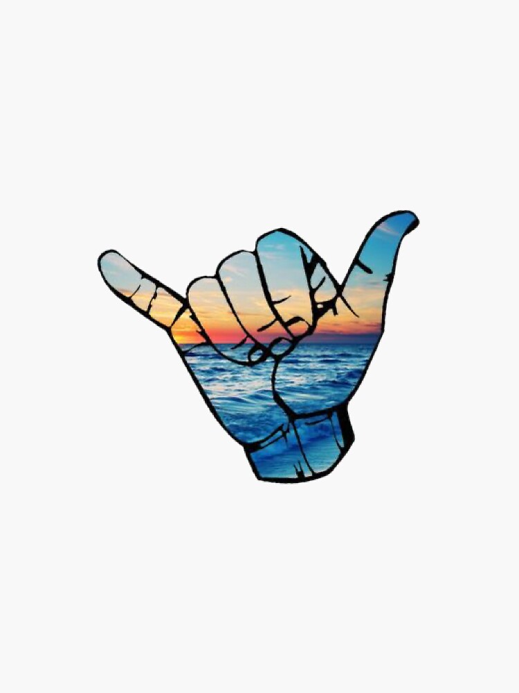 "Shaka Tropical Sunset Ocean Hand " Sticker for Sale by katherineshek ...