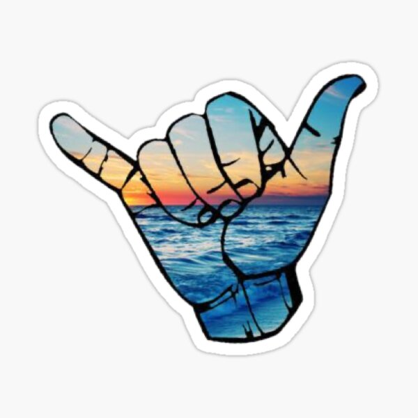 "Shaka Tropical Sunset Ocean Hand " Sticker for Sale by katherineshek ...