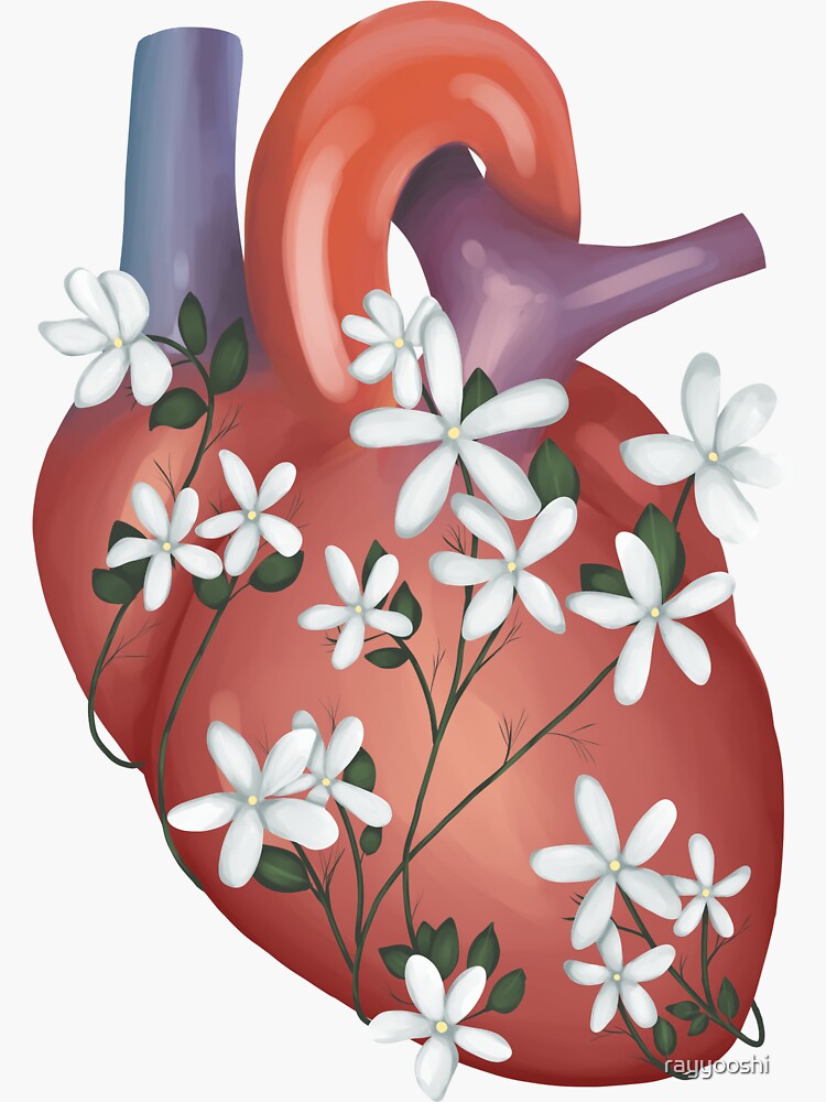 "flower heart" Sticker for Sale by rayyooshi | Redbubble