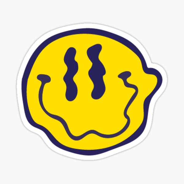 "Blue and Yellow Trippy Smiley Face" Sticker by babyspice666 | Redbubble