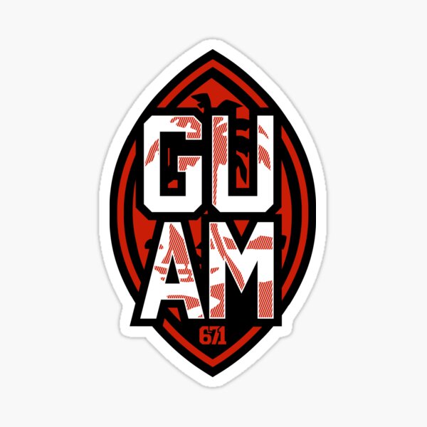 "GUAM 671 Red Sticker" Sticker for Sale by TheLocalFabric | Redbubble