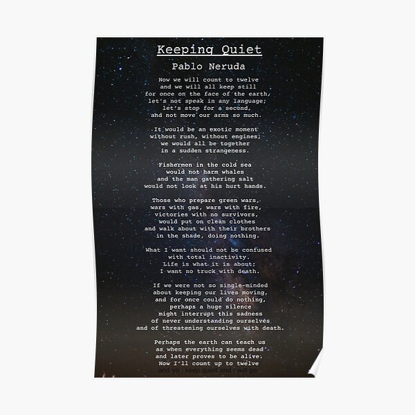 "Keeping Quiet Poem" Poster for Sale by NeonCrabStudio | Redbubble