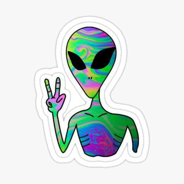 "Alien With Peace Sign" Sticker for Sale by abigailclairej | Redbubble