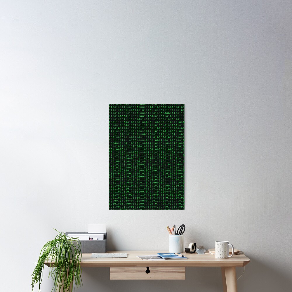 "Binary code pattern 10101 green neon retro 80s computer screen black ...