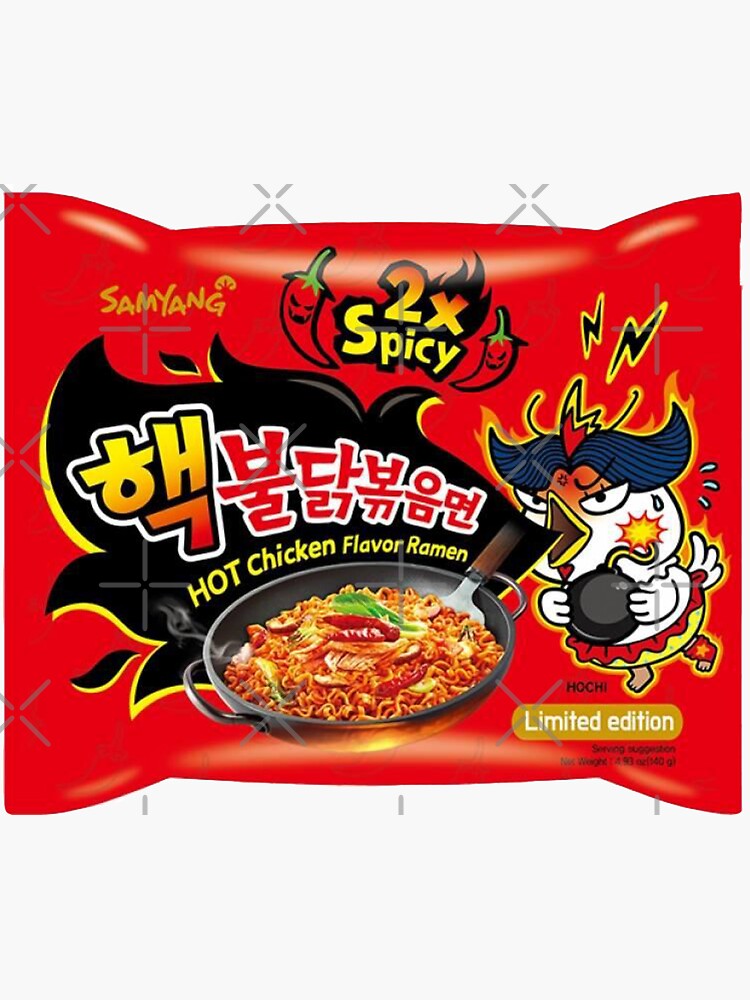 "Fire Noodles Red Spicy Ramen" Sticker for Sale by janniechang | Redbubble