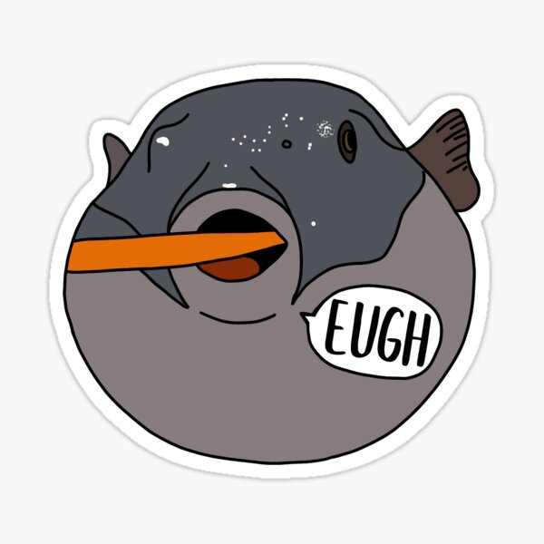 "Pufferfish Eating Carrot" Sticker for Sale by Schaffins | Redbubble