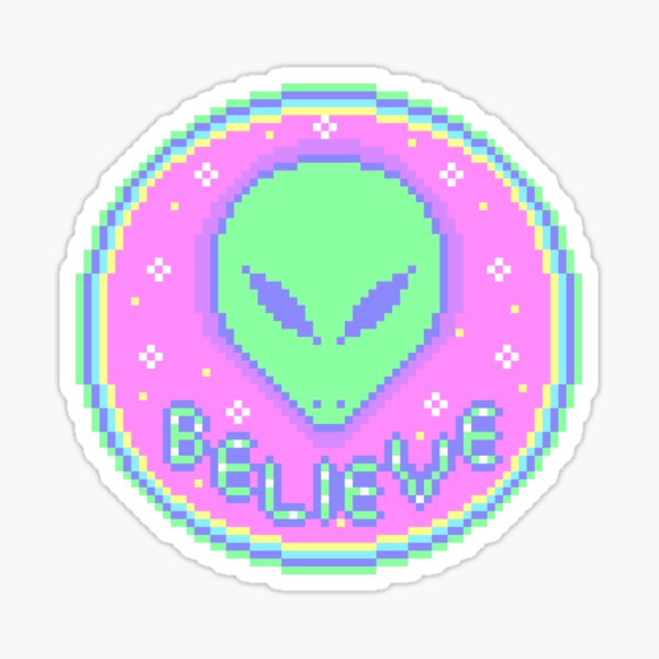 "Pastel Pixel Alien" Sticker by PandaPeachie | Redbubble