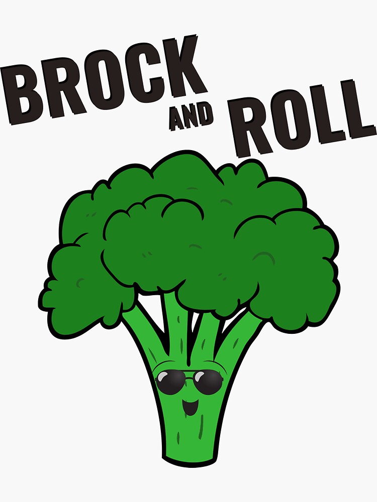 "Brock And Roll - Funny Broccoli Design" Sticker by stunpun | Redbubble