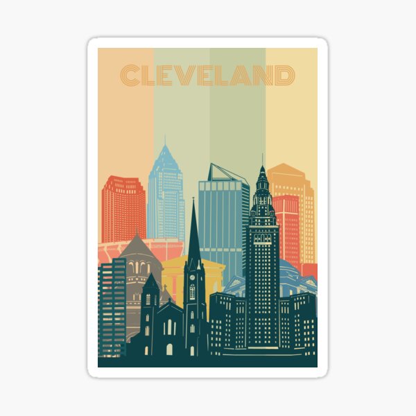 "cleveland skyline " Sticker for Sale by BekimART2 | Redbubble
