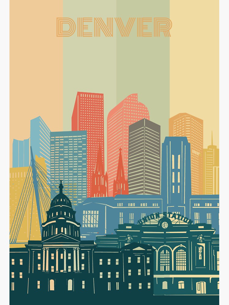 "denver skyline" Sticker for Sale by BekimART2 | Redbubble