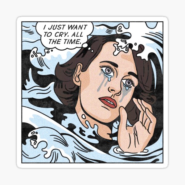 "Drowning In Tears" Sticker by quick-brown-fox | Redbubble