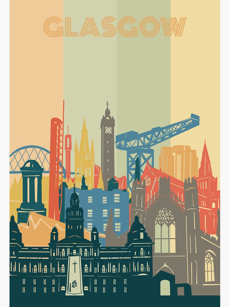 "glasgow skyline" Sticker for Sale by BekimART2 | Redbubble