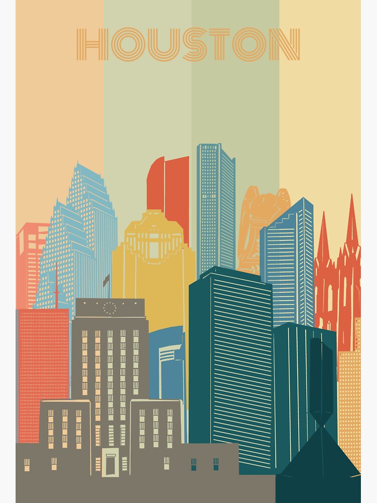 "houston skyline" Sticker by BekimART2 | Redbubble