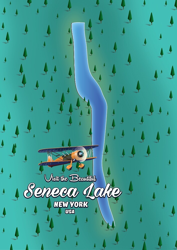 "Seneca Lake New York vintage map" by Nicholas Greenaway | Redbubble