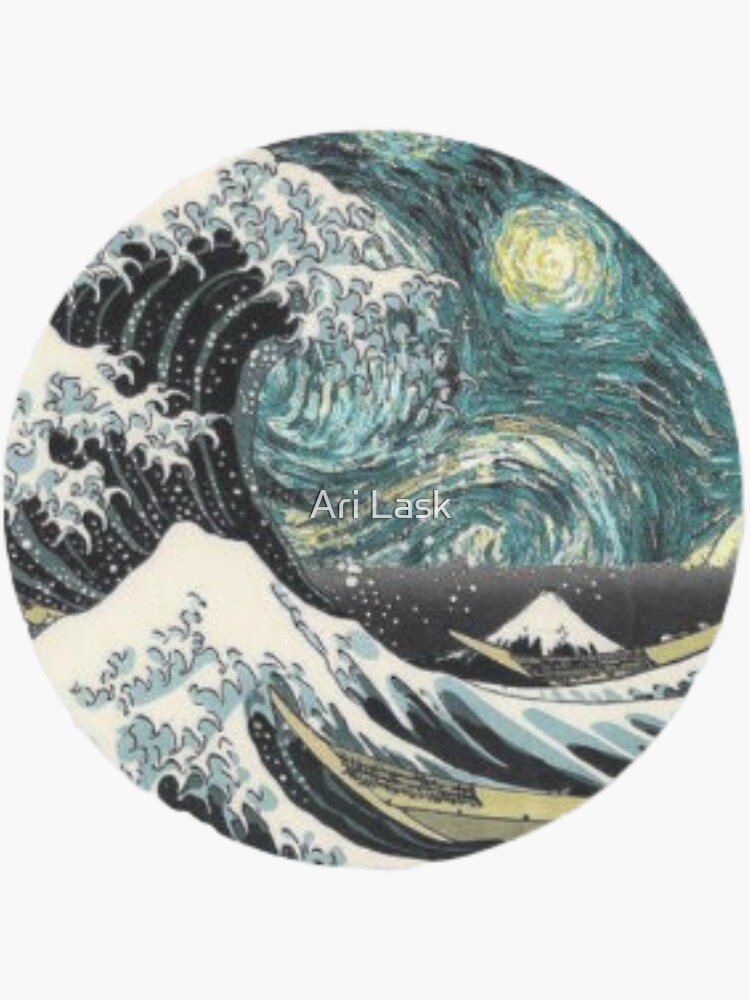 "The great wave and starry night " Sticker by arpitalasker | Redbubble
