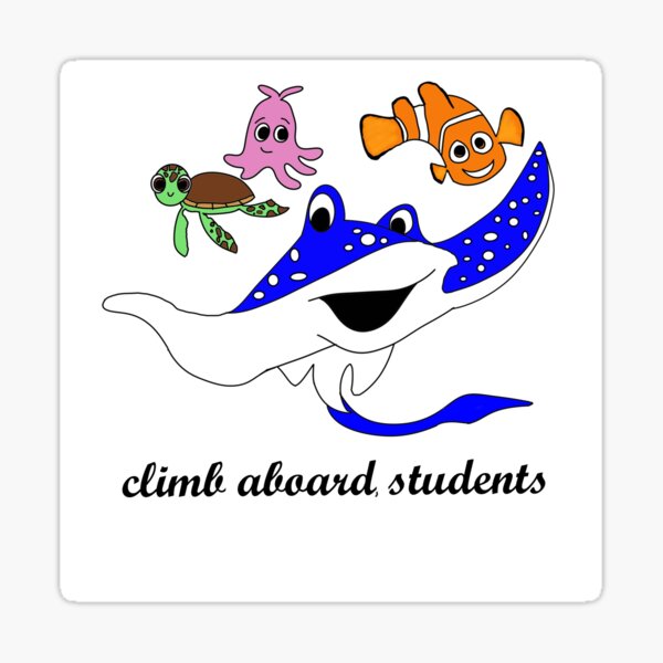 "Climb aboard students" Sticker by adventurlex | Redbubble