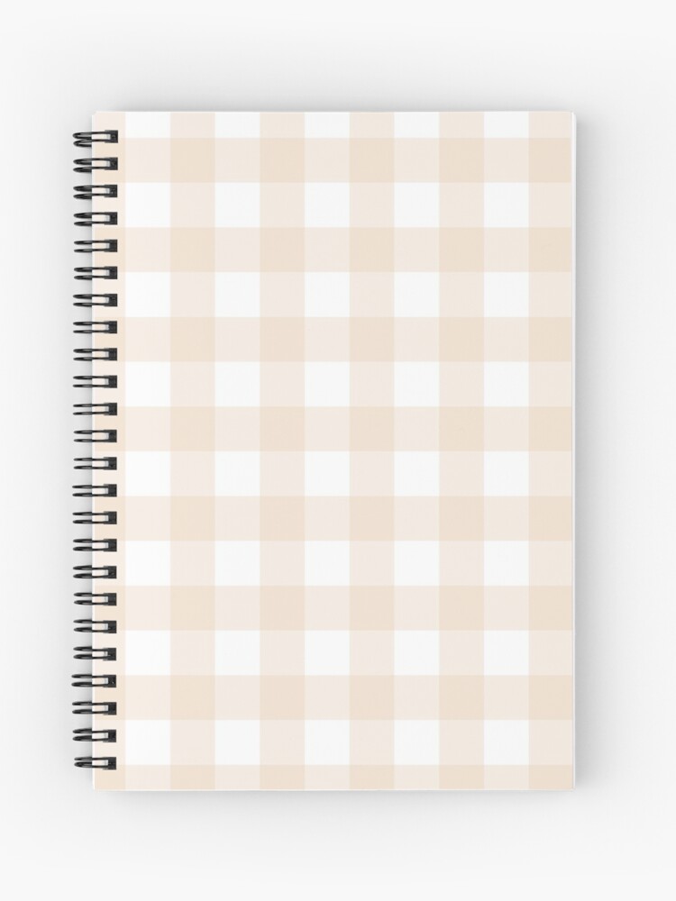 "Cream Beige Gingham Pattern (Large Wide Print)" Spiral Notebook for ...