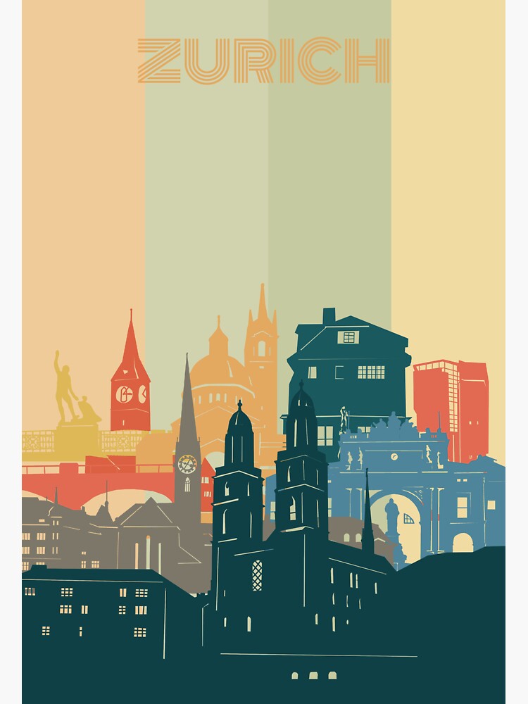 "zurich skyline" Sticker for Sale by BekimART2 | Redbubble