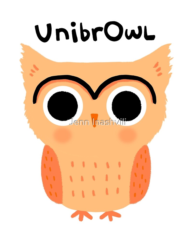 "UnibrOwl | Unibrow Owl | Funny Cute Owl Illustration" by Jenn ...