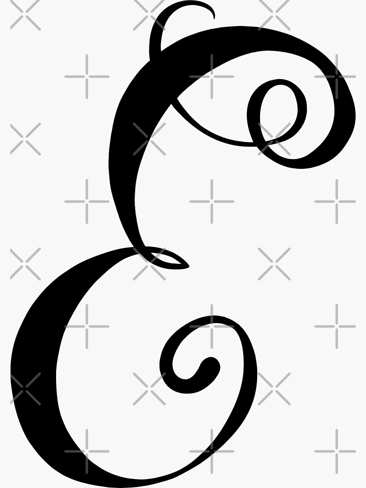 Sticker « Lettre de calligraphie initiale E », par ByJezie | Redbubble