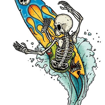 "Surfing Wave Dead Man" Sticker by gsqui | Redbubble