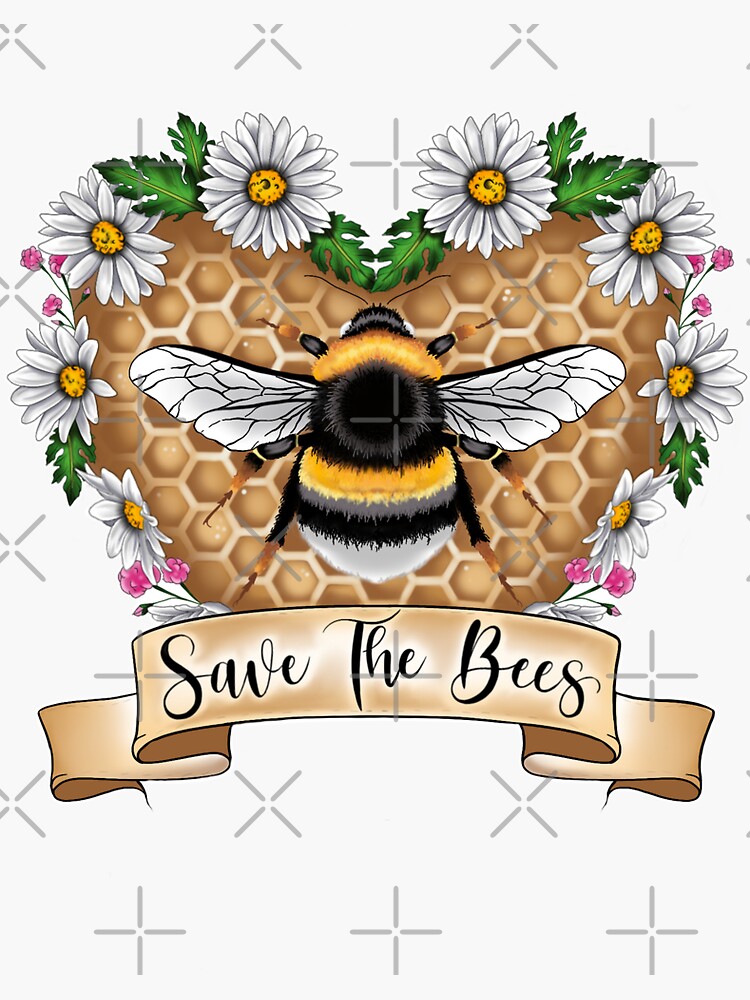 "Save The Bees!" Sticker for Sale by Art-by-cinta | Redbubble