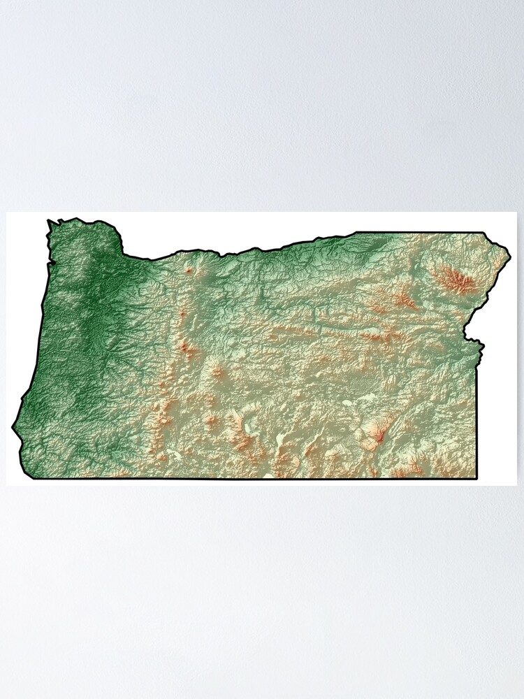 "Oregon Elevation Map" Poster for Sale by neilhallock | Redbubble