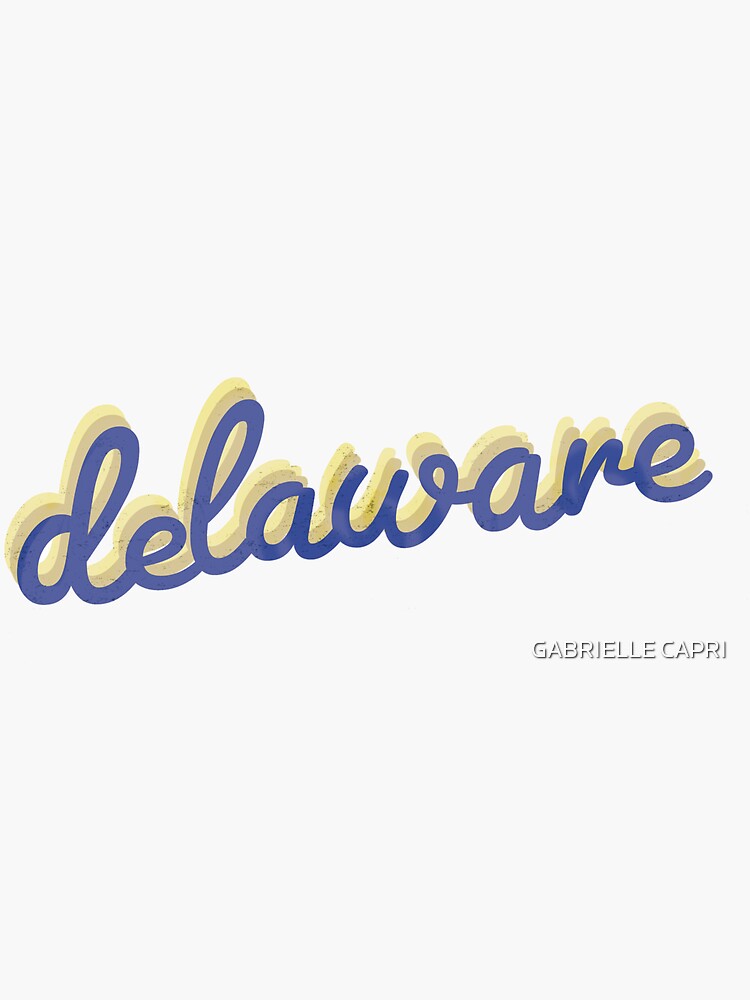 "Cursive Delaware" Sticker by capprisun | Redbubble