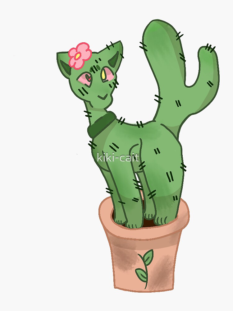 "Cactus Cat" Sticker for Sale by kiki-cait | Redbubble