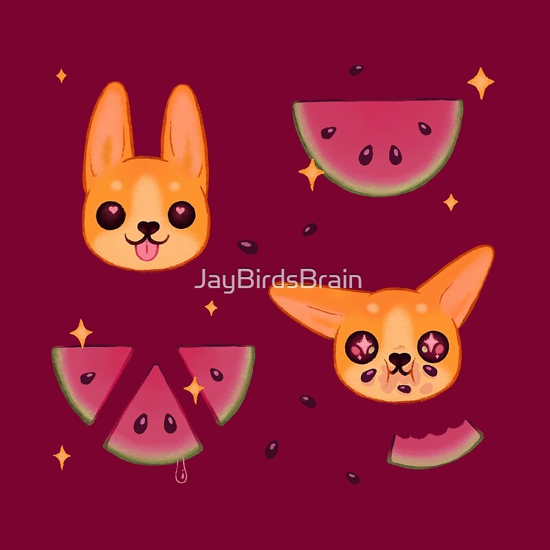 "Corgi Watermelon Pattern " by JayBirdsBrain | Redbubble