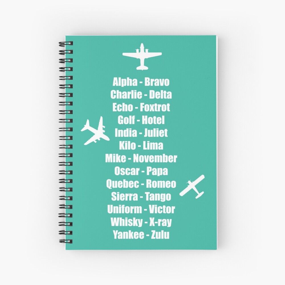 "Pilot Phonetic Alphabet Military Cadet Airplanes" Spiral Notebook for ...