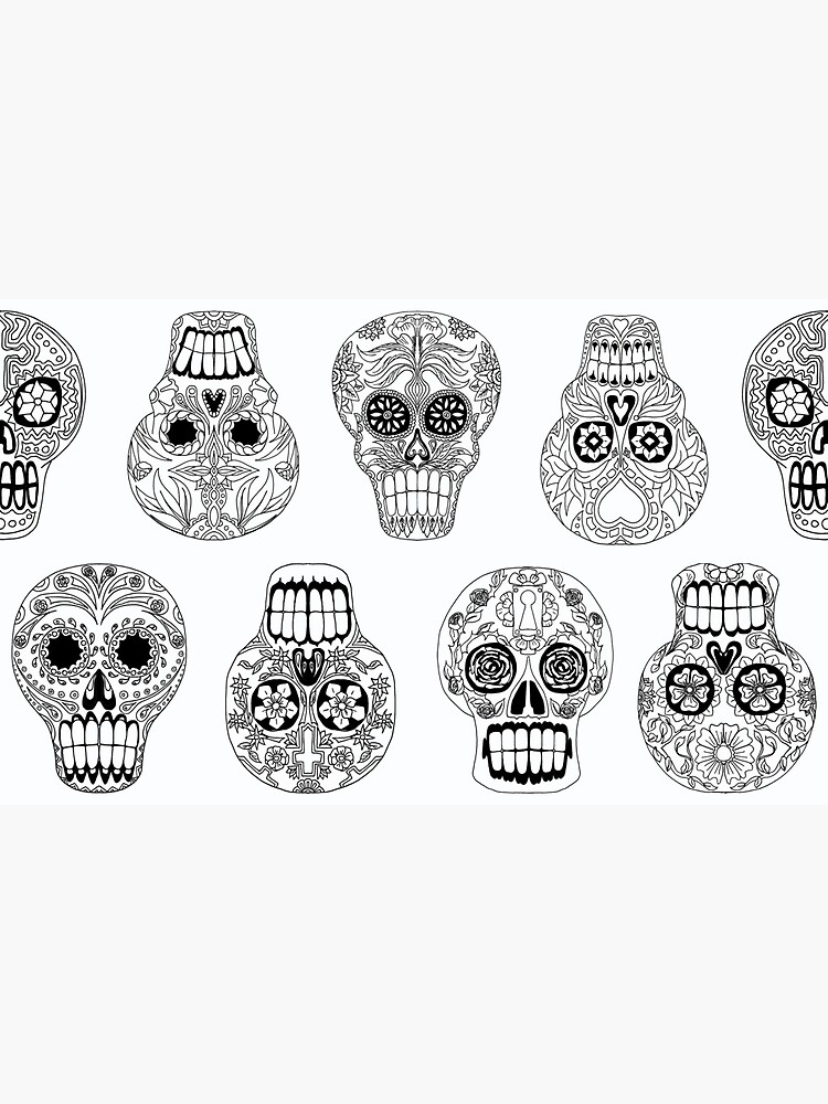 "Sugar Skulls - line drawing" Sticker for Sale by SAITKEN | Redbubble