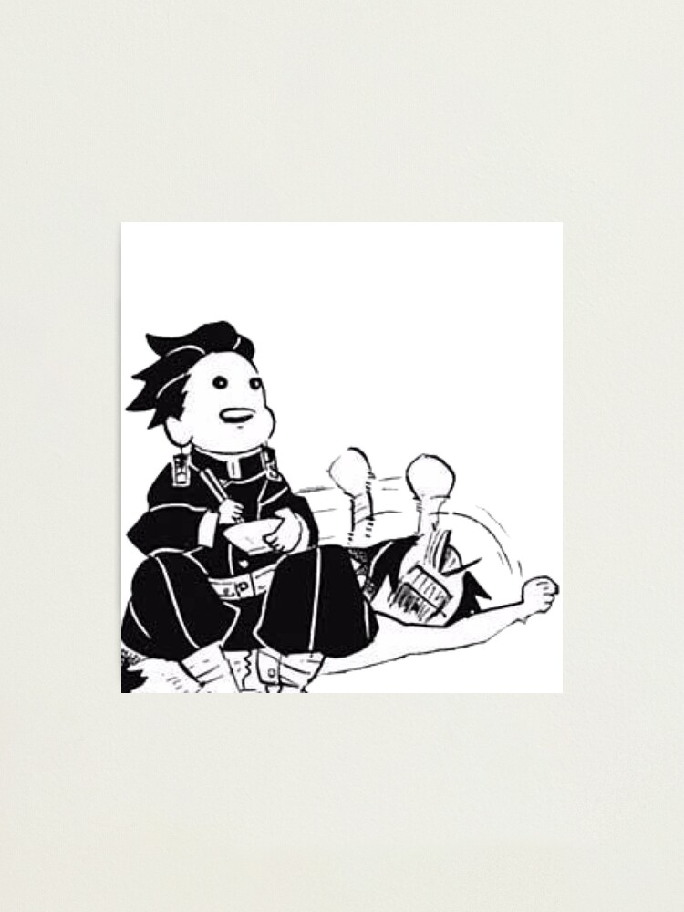 "Tanjiro Sitting on Inosuke Demon Slayer Manga Cap" Photographic Print ...