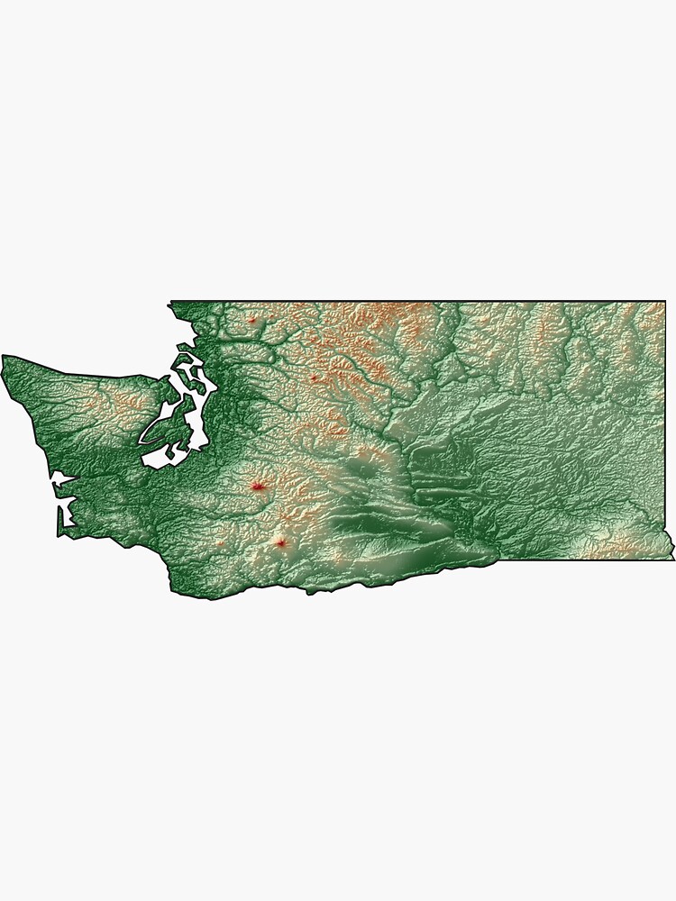 "Washington State Elevation Map" Sticker for Sale by neilhallock ...