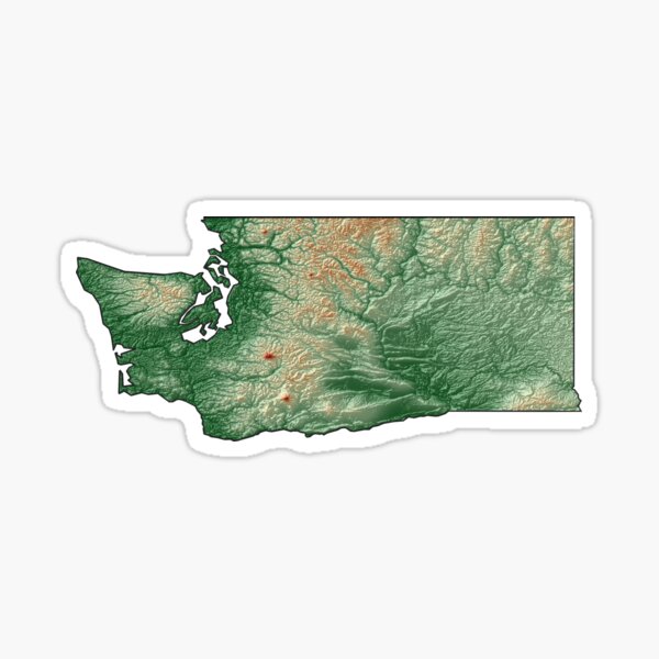 "Washington State Elevation Map" Sticker for Sale by neilhallock ...