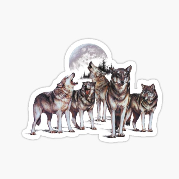 "Lunar Wolf Pack" Sticker for Sale by Salmoneggs | Redbubble