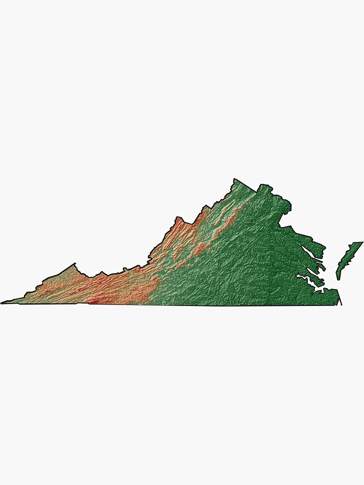 "Virginia State Topographic Elevation Map" Sticker for Sale by ...