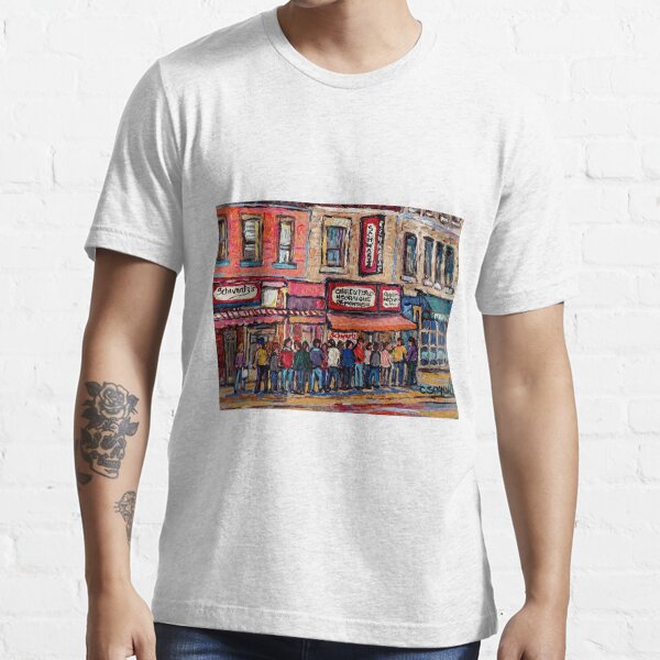"SCHWARTZ'S DELI MONTREAL SMOKED MEAT CANADIAN ART" T-shirt for Sale by ...