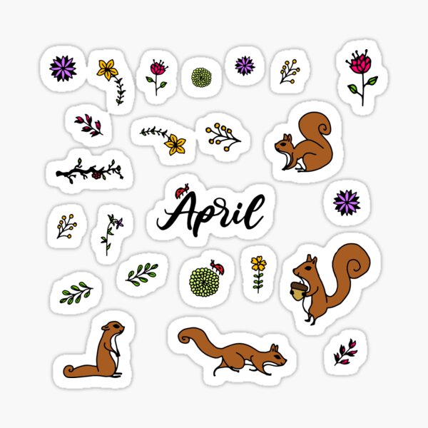 "Birth Month - April with Squirrel" Sticker by leancircuit | Redbubble
