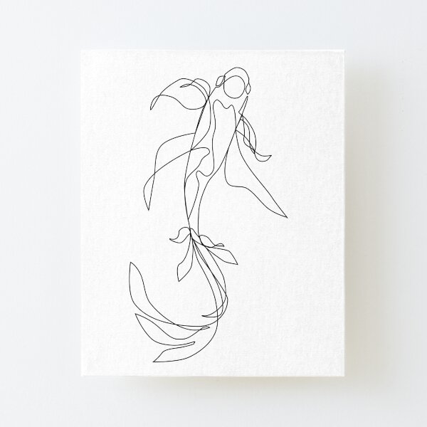 "Koi Fish Continuous Line Drawing (Large Design)" Mounted Print by ...