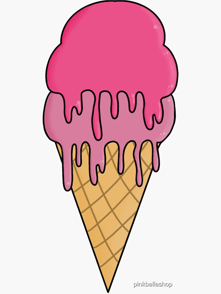 "Dripping ice cream cone" Sticker for Sale by pinkbelleshop | Redbubble
