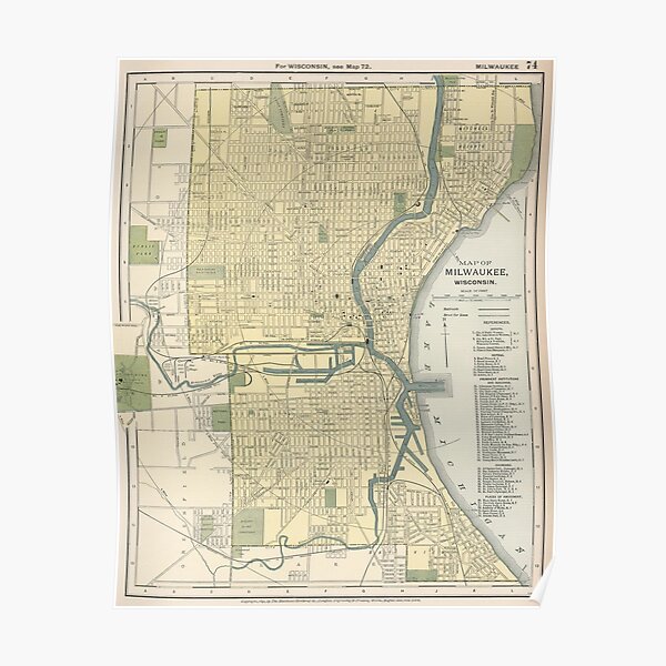"Vintage Map of Milwaukee Wisconsin (1891)" Poster for Sale by ...