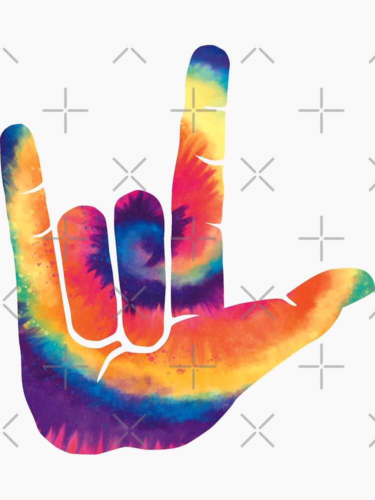 "ASL ILY TYE DYE" Sticker for Sale by spyderboy8 | Redbubble