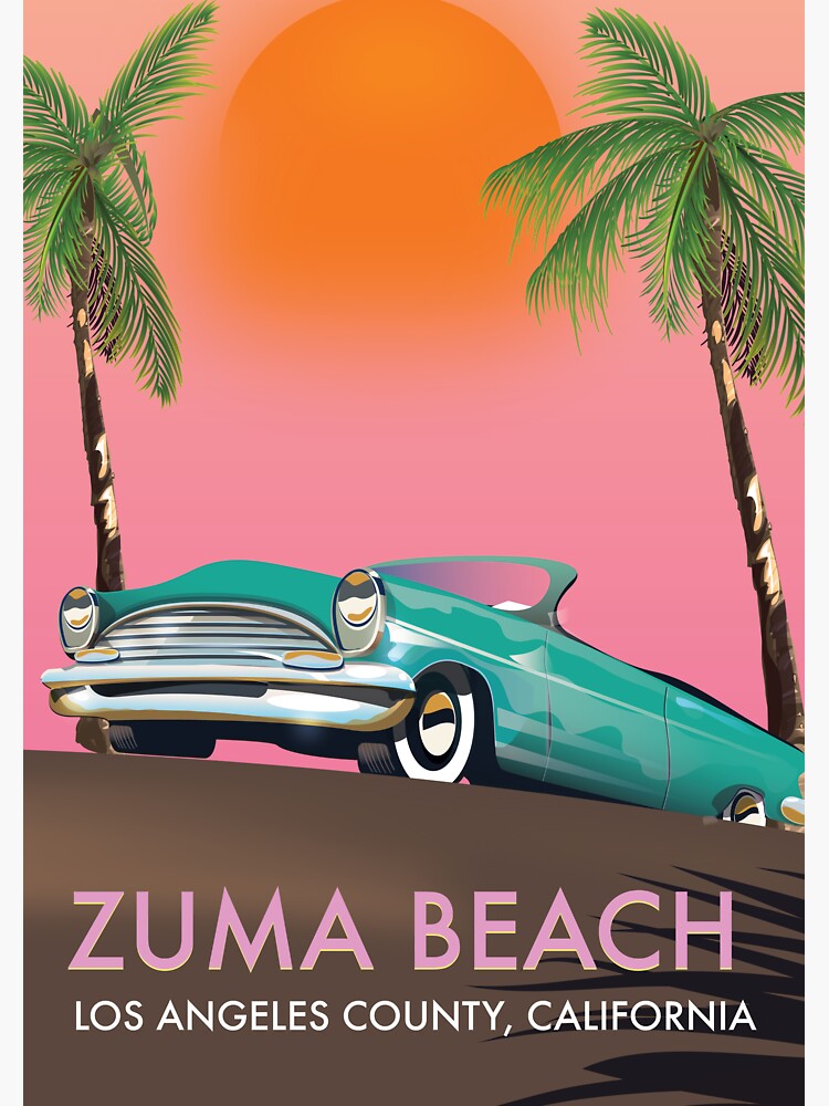 "Zuma Beach Los Angeles County California" Sticker by vectorwebstore ...