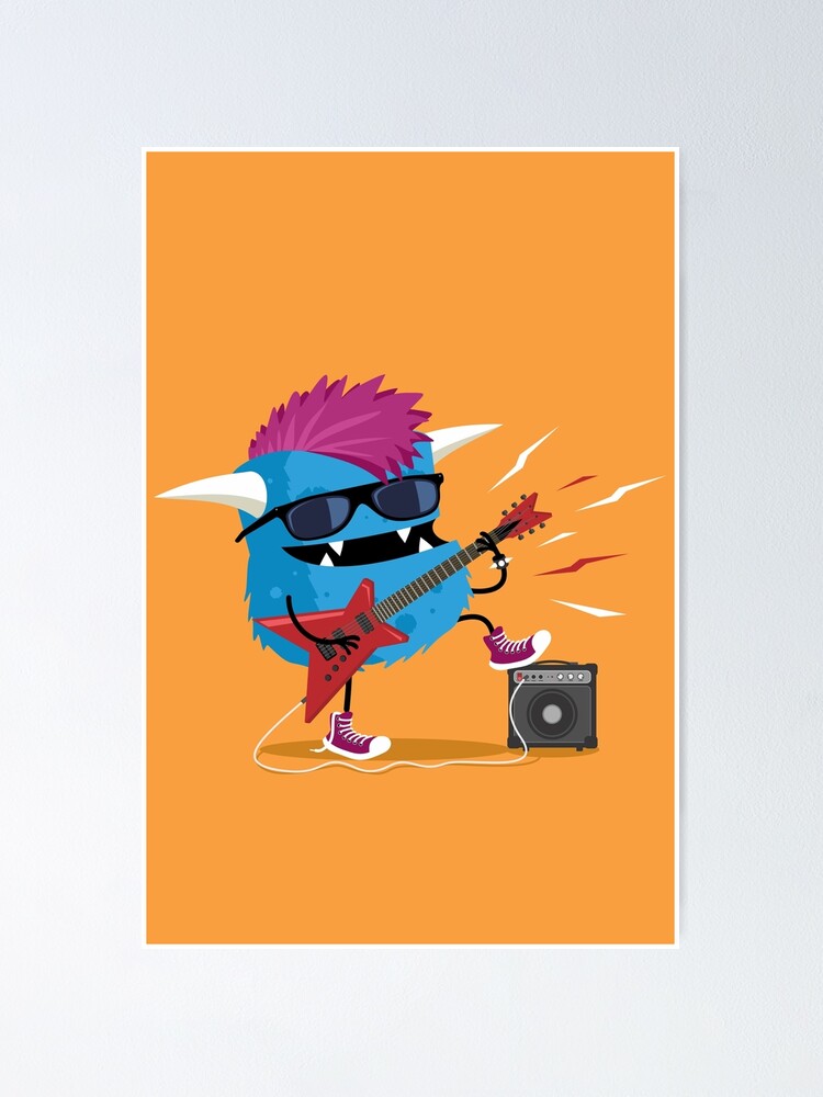 Póster «Monster punk rock con su guitarra eléctrica.» de ADHD | Redbubble