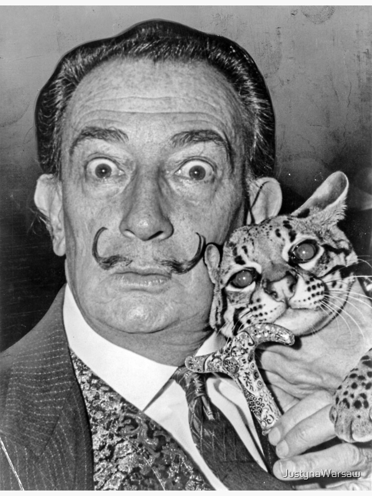 Salvador Dali photo with ocelot and cane. Premium Matte Vertical Poster ...