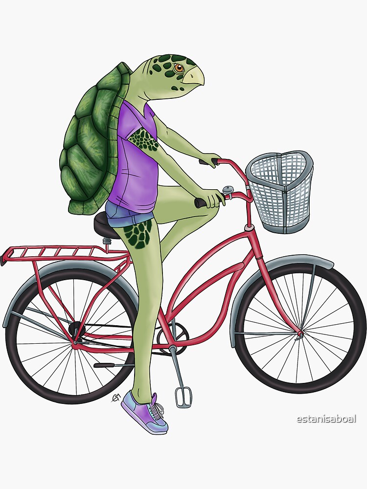 "turtle on bike" Sticker for Sale by estanisaboal | Redbubble