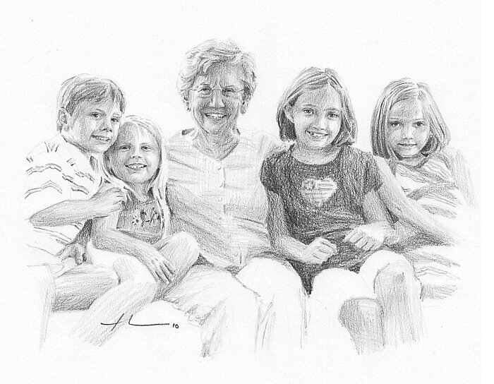 "Grandma and grandkids drawing" by mike theuer | Redbubble